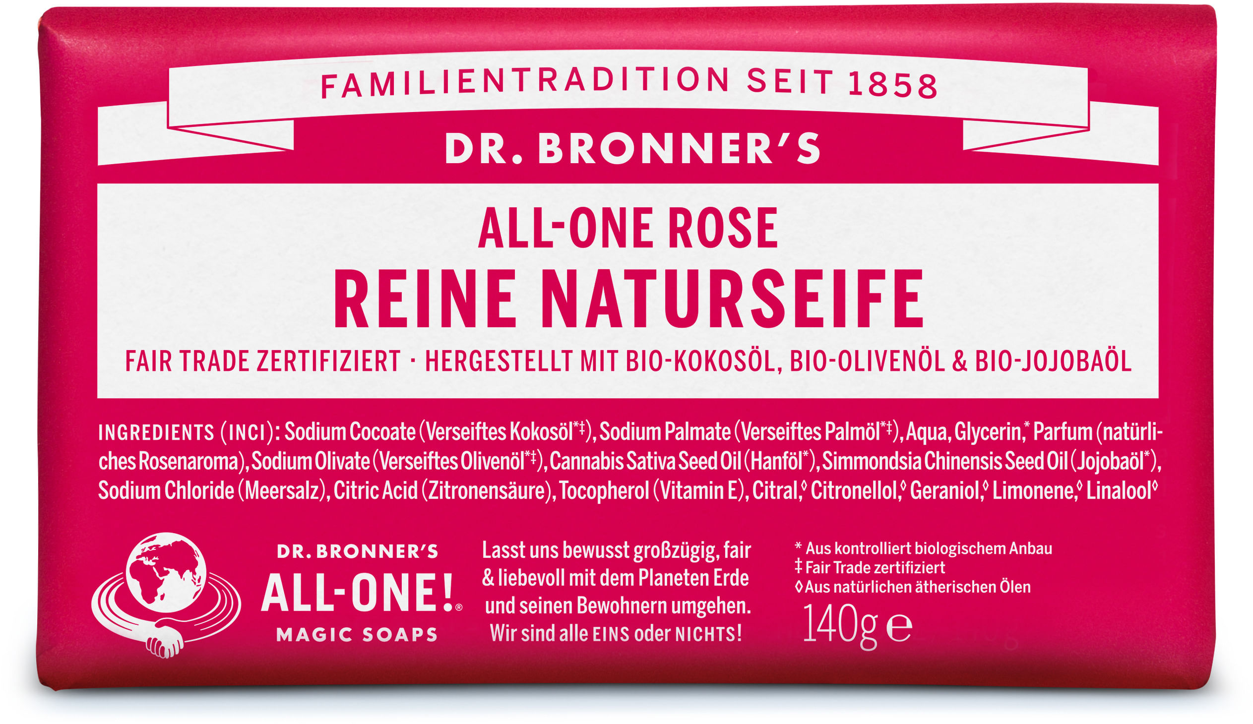 Dr. Bronner's Magic Stückseife Seife rose 140 g - Transa.ch